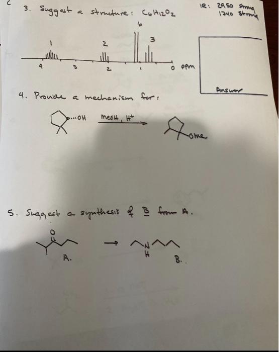 Solved 3. Suggest a structure: \\( \\mathrm{C}_{6} | Chegg.com