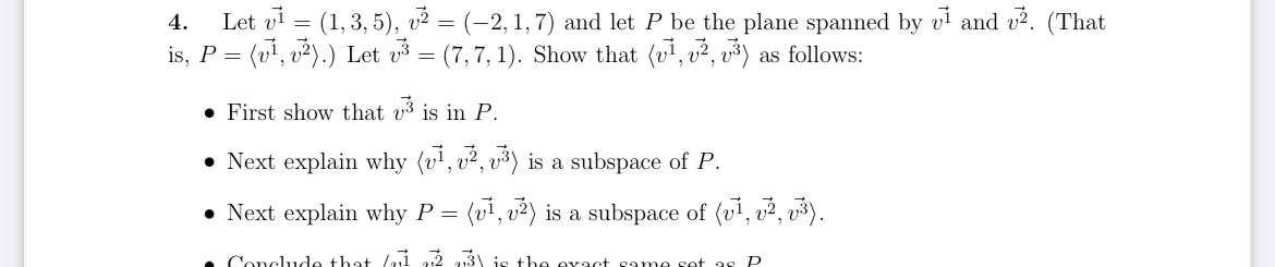 Solved Let vec(v1)=(1,3,5),vec(v2)=(-2,1,7) ﻿and let P ﻿be | Chegg.com