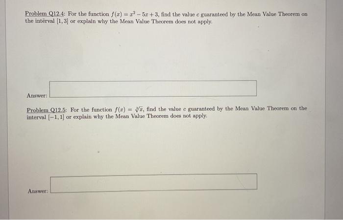 Solved Problem Q12.4: For the function f(x) = x² - 5x + 3, | Chegg.com