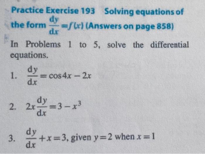 Solved Practice Exercise 193 Solving equations of the form | Chegg.com
