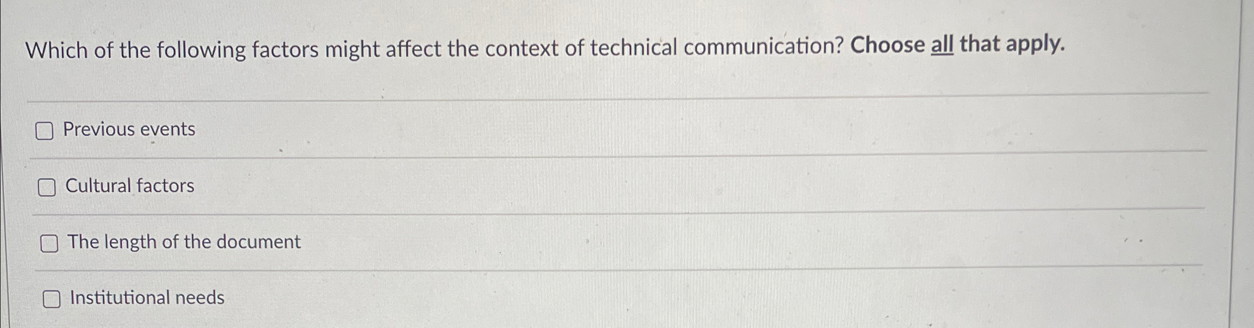 Solved Which of the following factors might affect the | Chegg.com