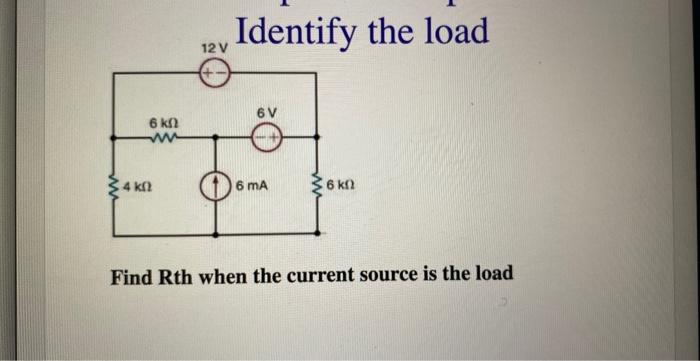 Solved Identifv the load Find Rth when the current source is | Chegg.com