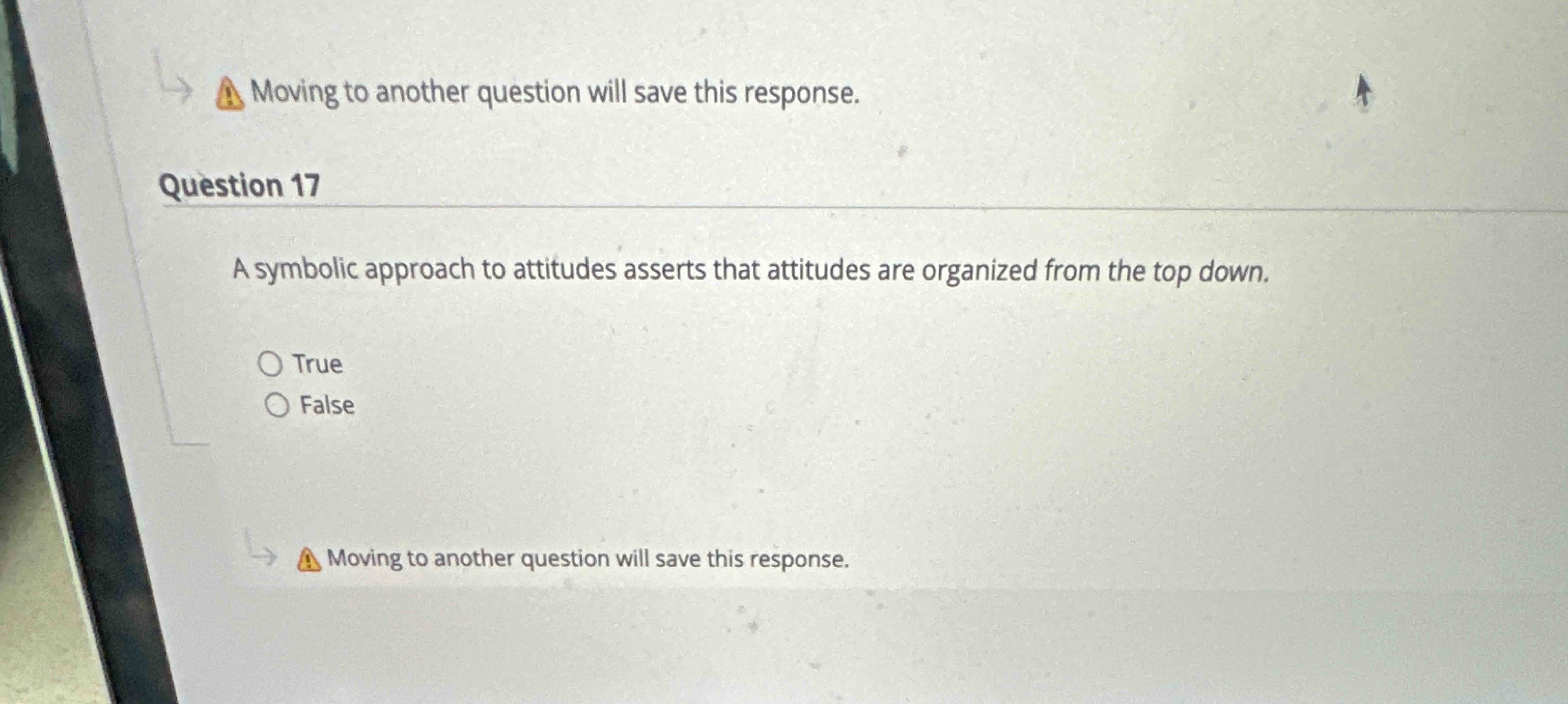 Solved Question 17A symbolic approach to attitudes asserts | Chegg.com