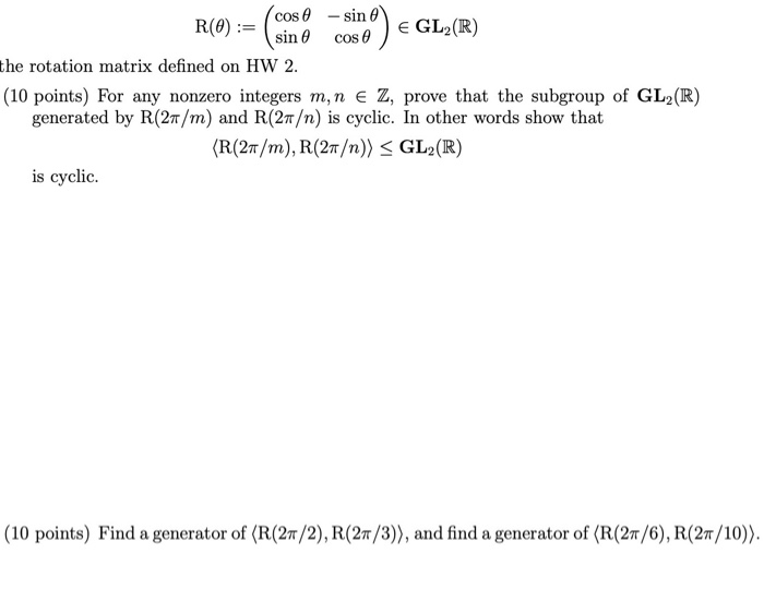 Solved GL2(R) is the group of all 2 by 2 invertible | Chegg.com