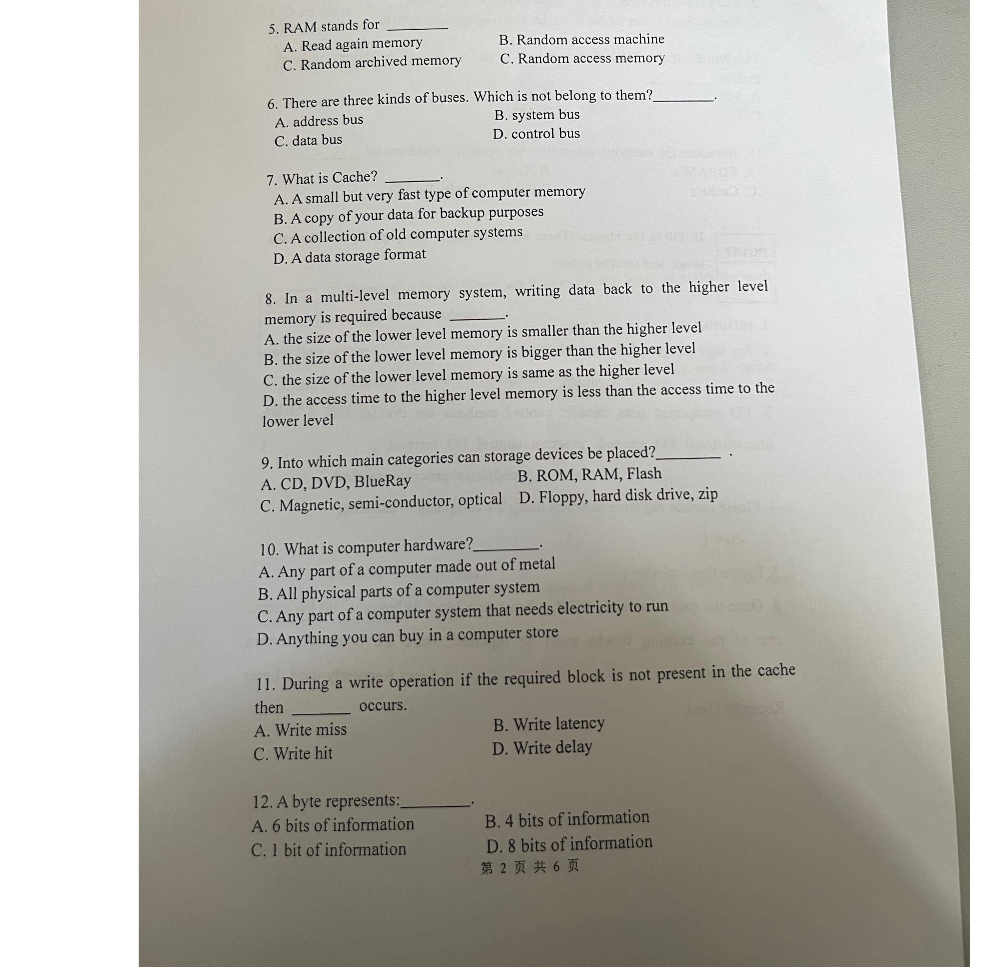 Solved RAM stands forA. ﻿Read again memoryB. ﻿Random access | Chegg.com