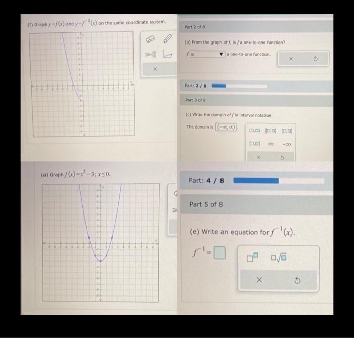 Solved (f) Graph y=f(x) snd y−f−1(x) on the same coordinate | Chegg.com