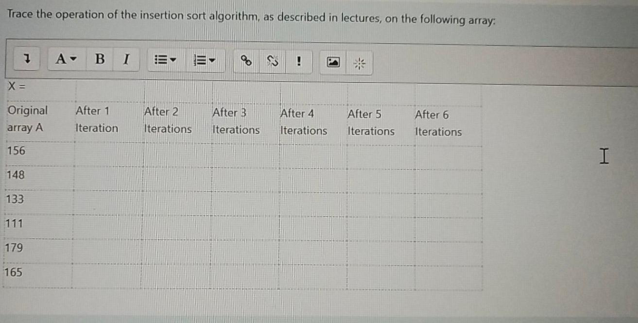 Solved Trace the operation of the insertion sort algorithm, | Chegg.com