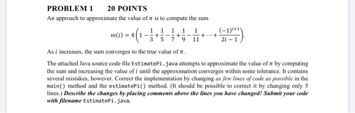 Solved PROBLEM 1 20 POINTS An approach to approximate the | Chegg.com