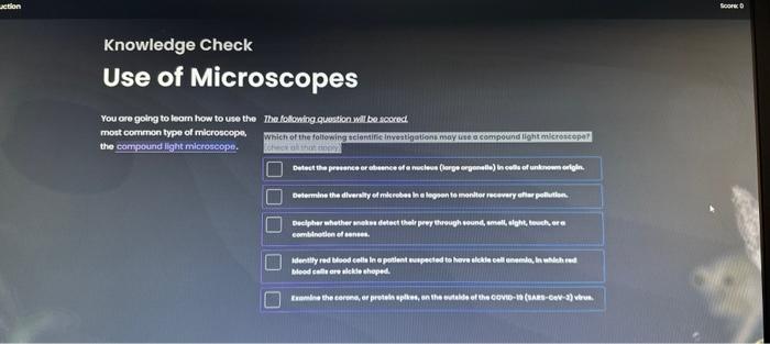 Solved Knowledge Check Use of Microscopes You are going to | Chegg.com