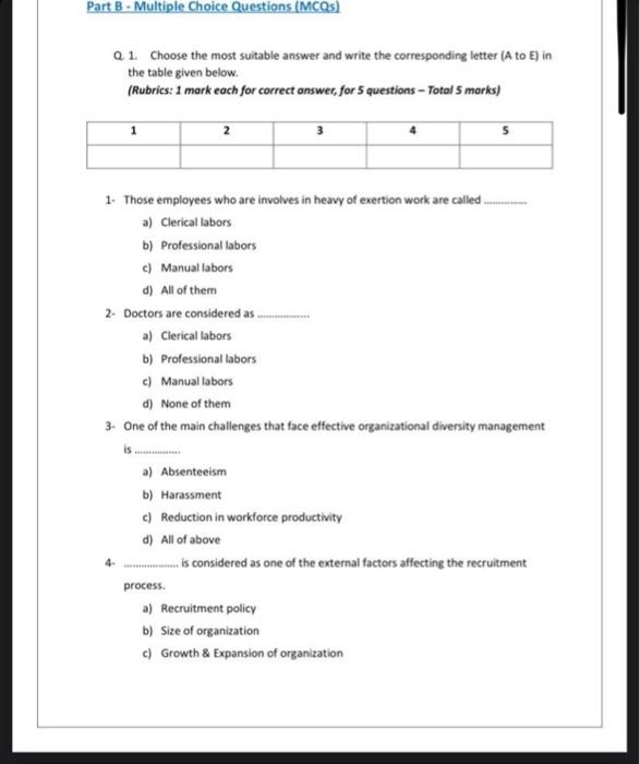 Solved Part B - Multiple Choice Questions (MCQ) Q1Choose the | Chegg.com