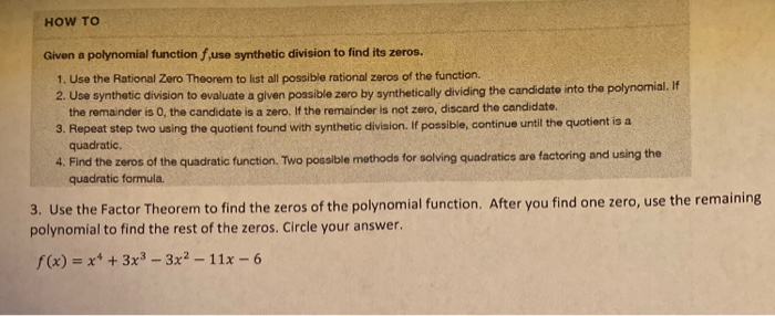 Solved HOW TO Given a polynomial function f use synthetic | Chegg.com