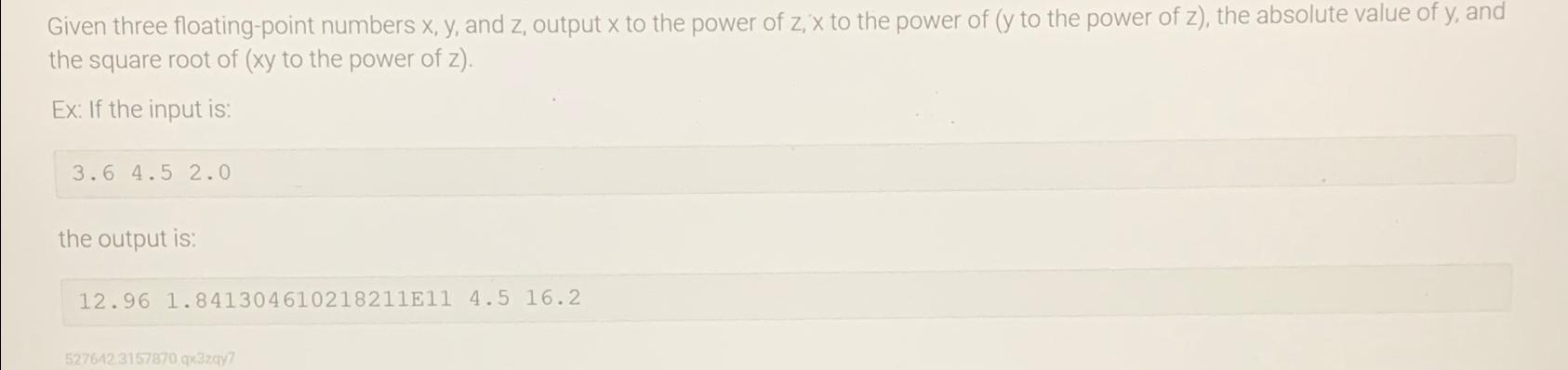 Solved Given three floating-point numbers x,y, ﻿and z, | Chegg.com