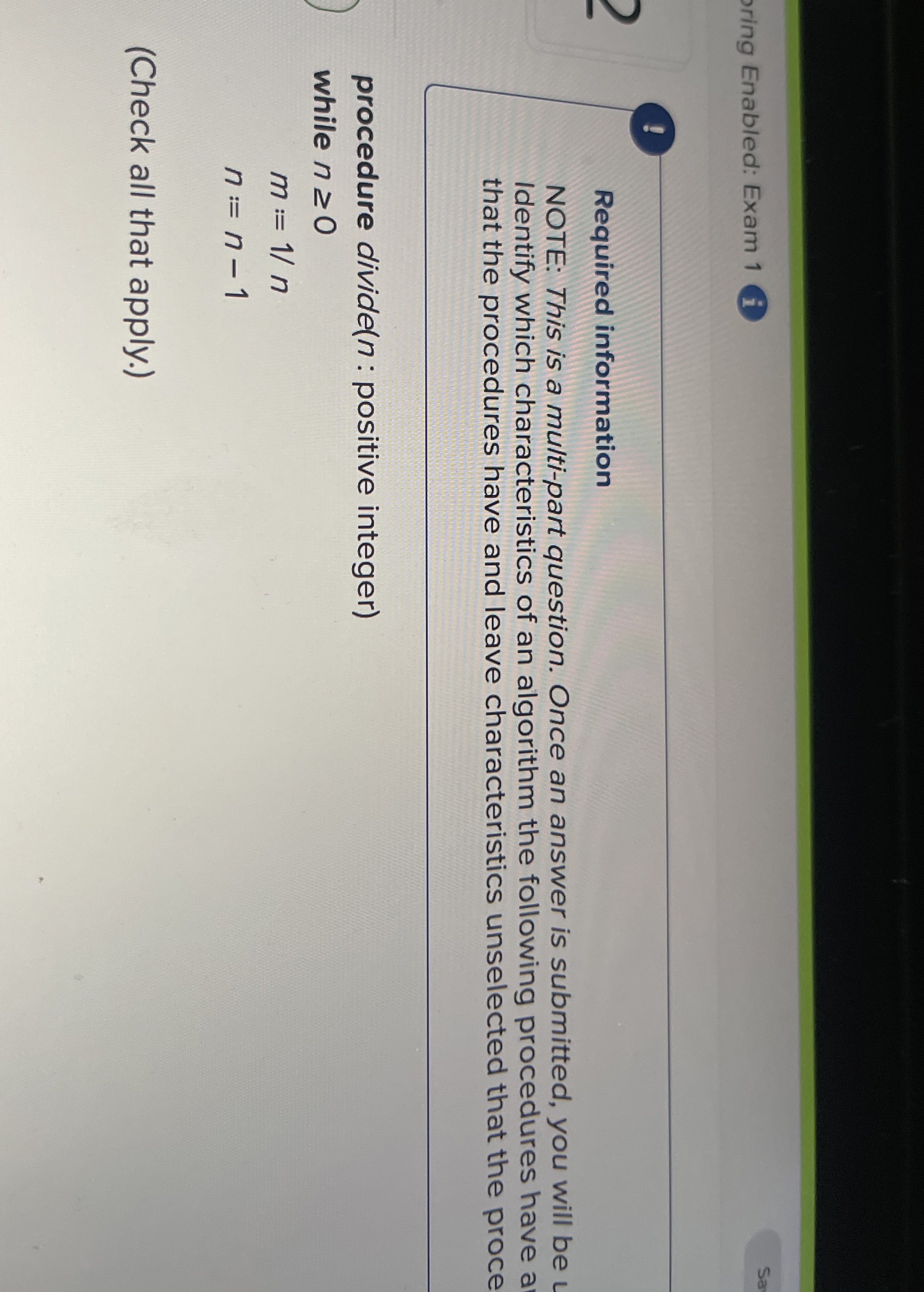 Solved ring Enabled: Exam 1i longrightarrow!Required | Chegg.com