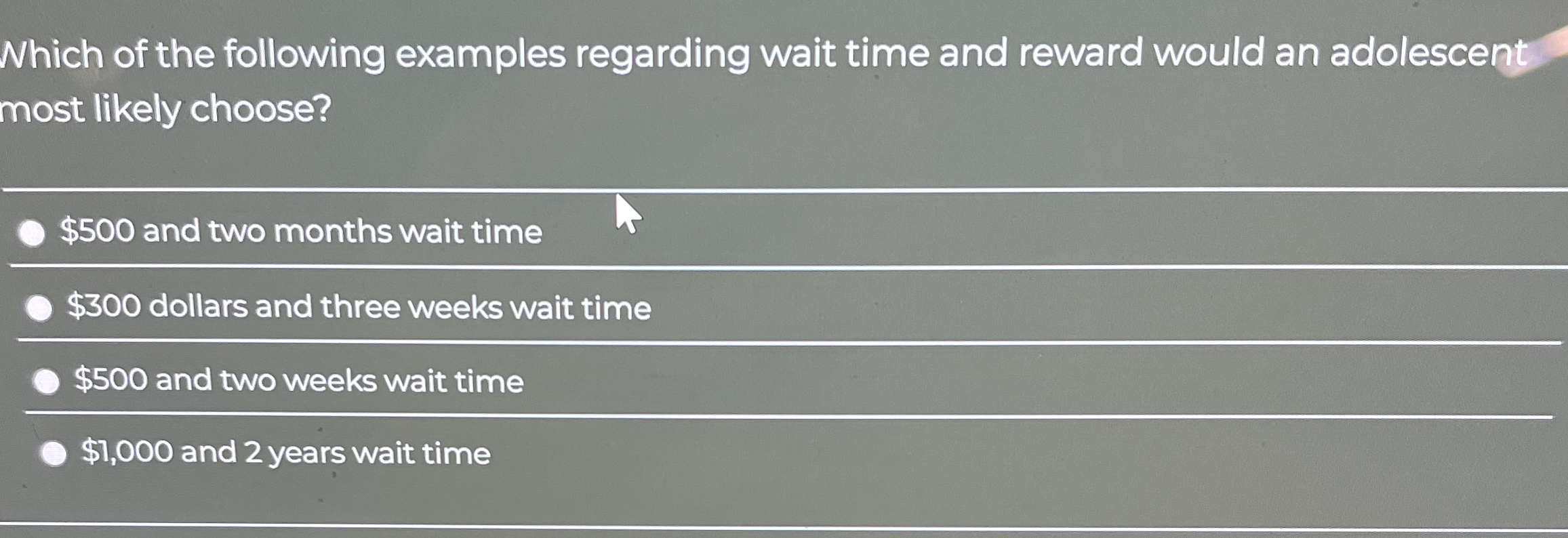 Solved Nhich of the following examples regarding wait time | Chegg.com