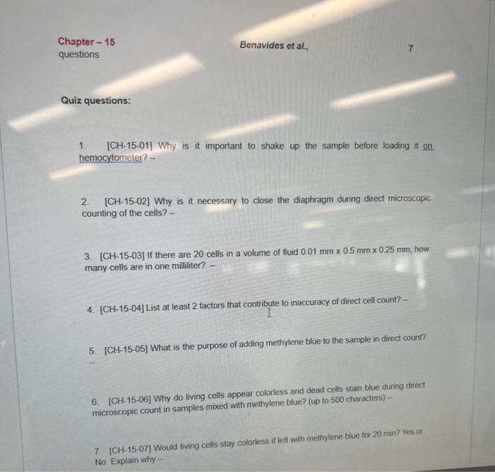 Solved 1. [CH−15−01] Why is it important to shake up the | Chegg.com
