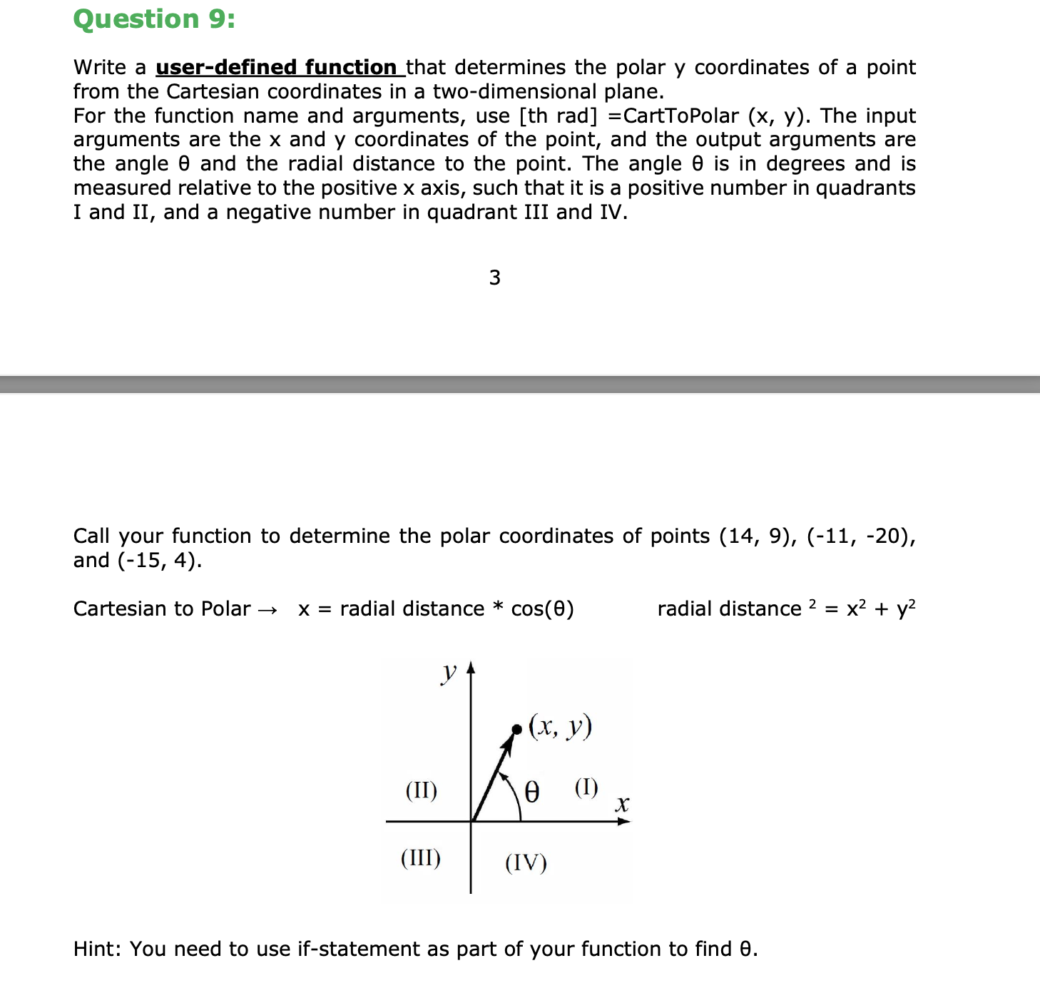 Solved Question 9:use mat lab to solve by using if statement | Chegg.com