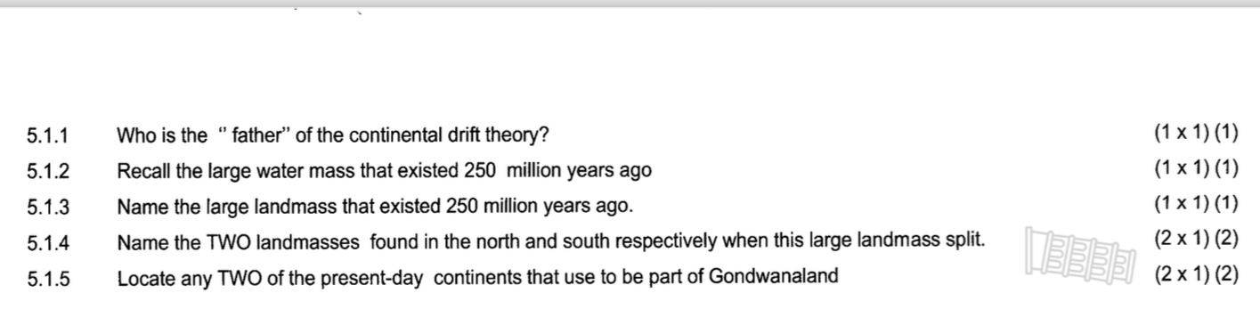 Solved 5.1.1 ﻿Who is the "father" of the continental drift | Chegg.com