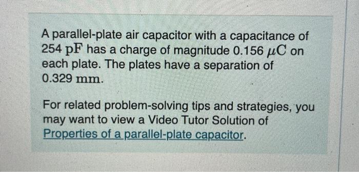 Solved A parallel-plate air capacitor with a capacitance of | Chegg.com