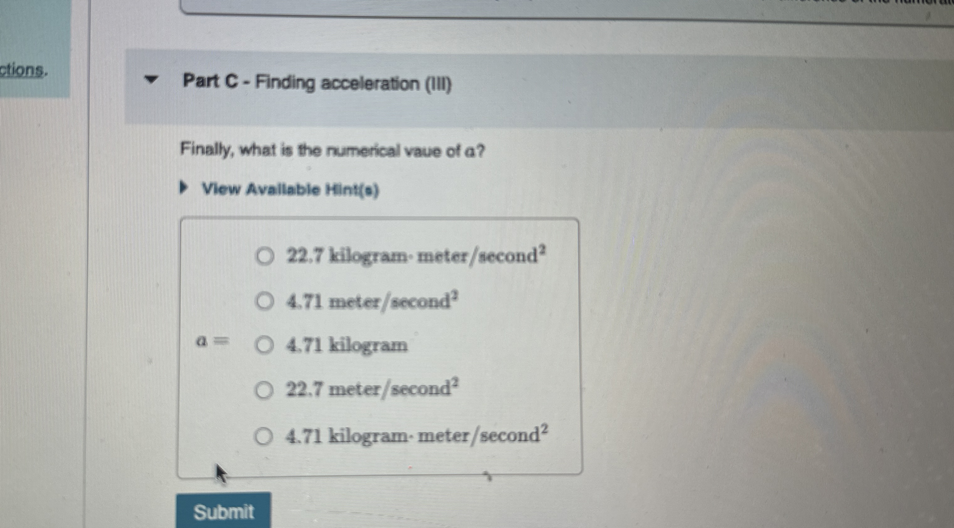 Solved ctions.Part C - Finding acceleration (III)Finally, | Chegg.com Solved ctions.Part C - Finding acceleration (III)Finally, | Chegg.com