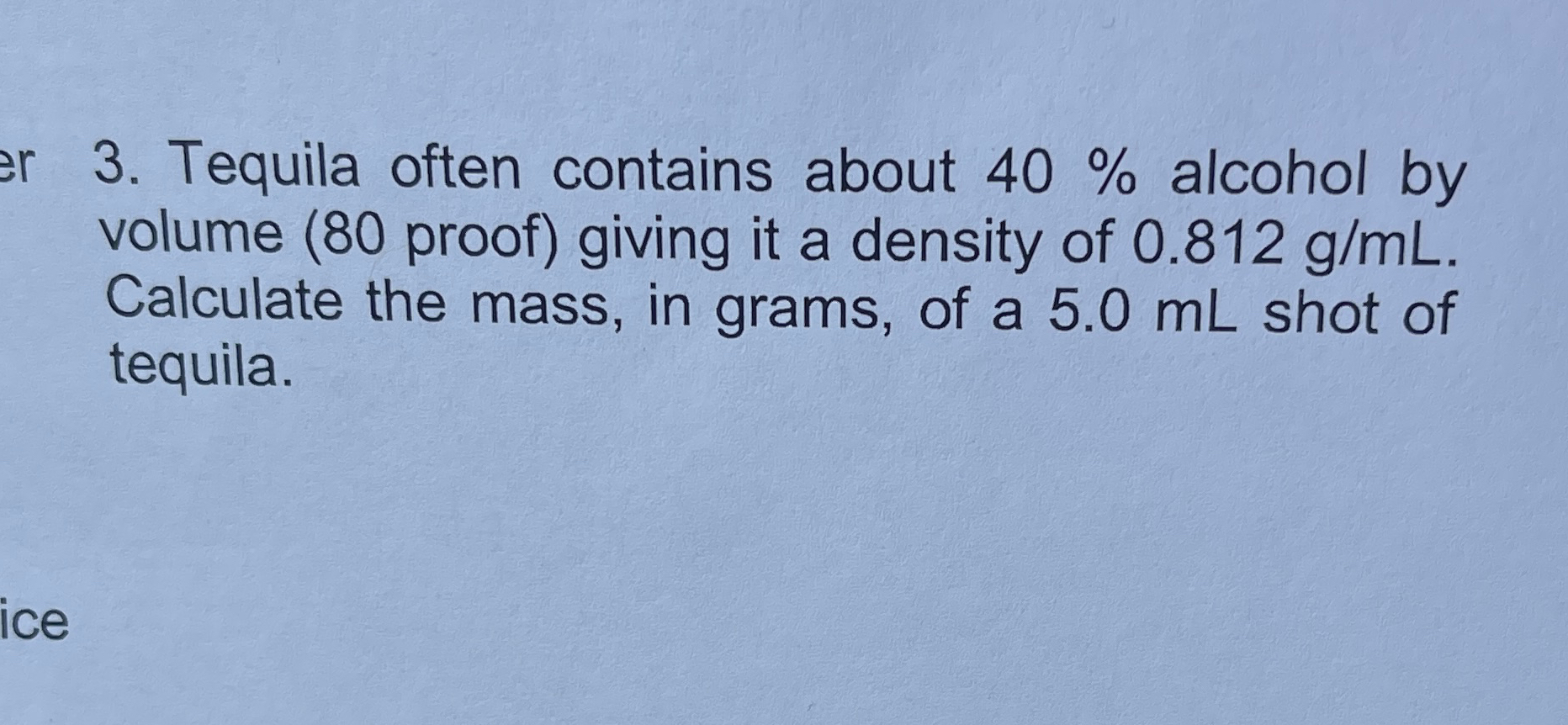 Solved Tequila often contains about 40% ﻿alcohol by volume | Chegg.com