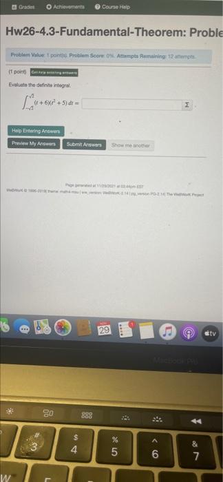 Solved Hw26-4.3-Fundamental-Theorem: Pro Problem Value | Chegg.com