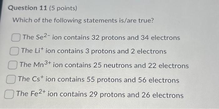 Solved Question 11 (5 points) Which of the following | Chegg.com