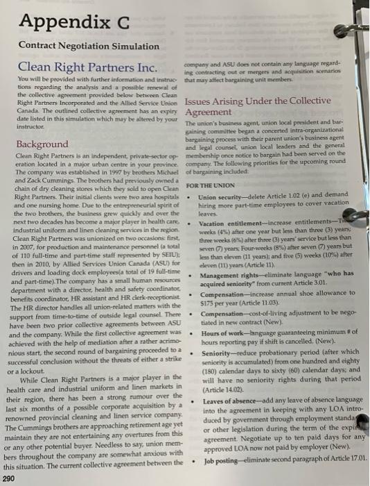 Solved . . Appendix C Contract Negotiation Simulation Clean | Chegg.com