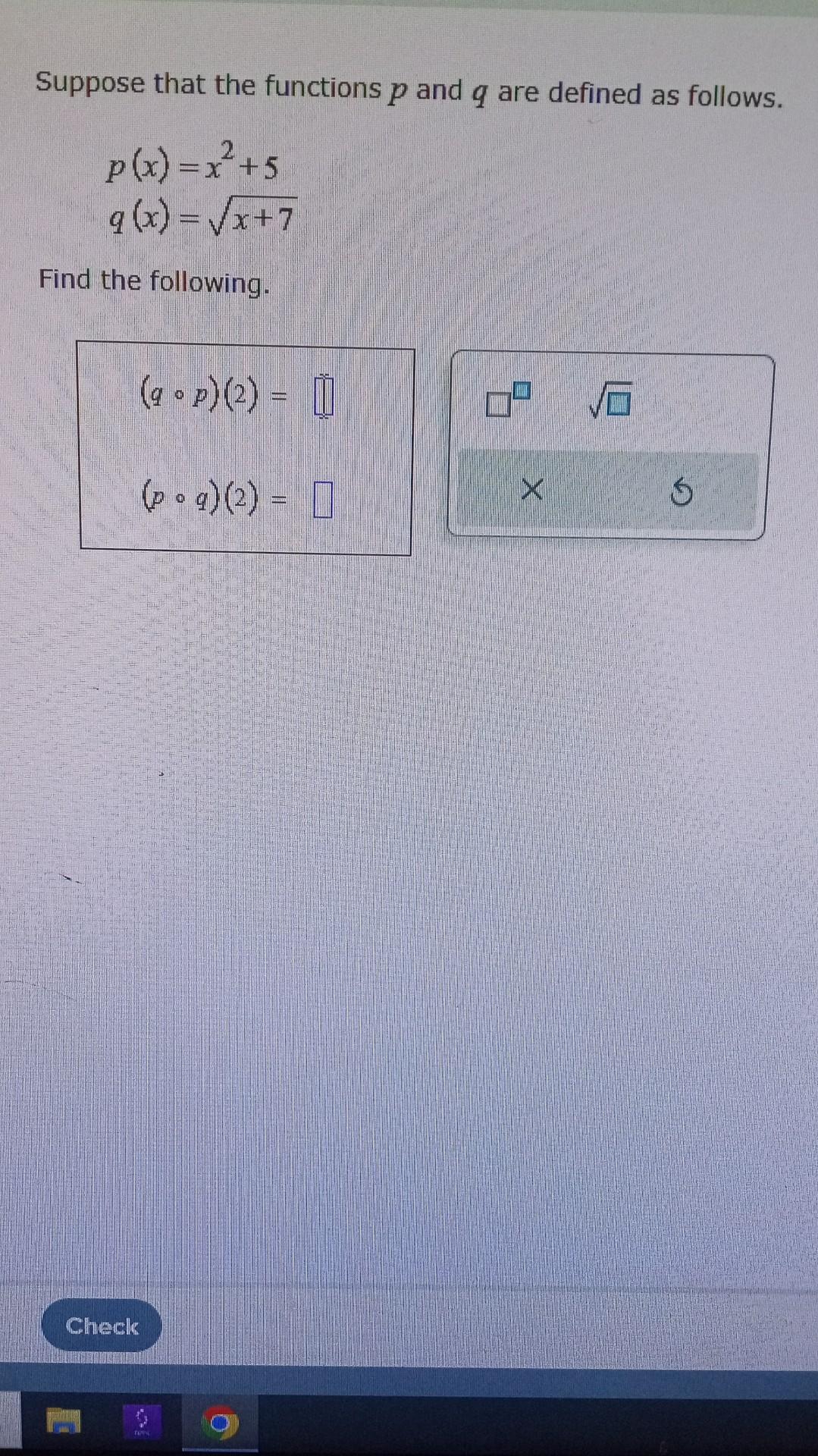 Solved Suppose that the functions p and q are defined as | Chegg.com