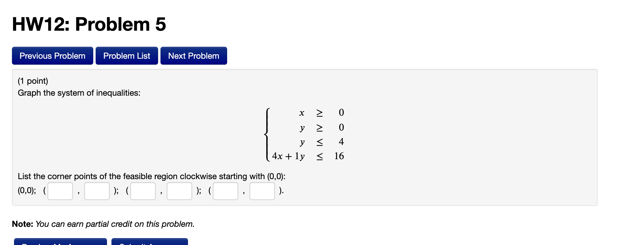 Solved (1 ﻿point)Graph the system of | Chegg.com