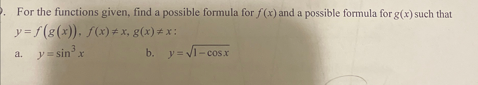 Solved For the functions given, find a possible formula for | Chegg.com
