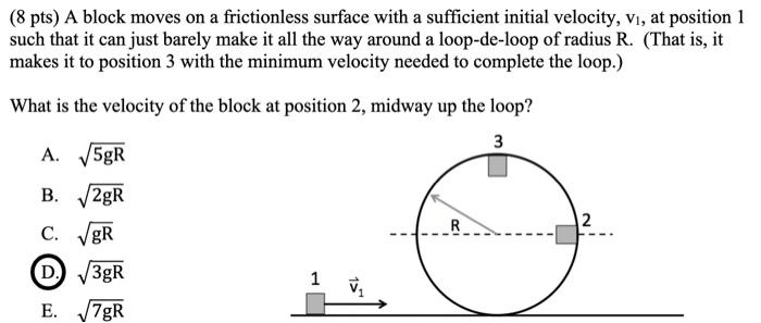 Solved ( 8 pts) A block moves on a frictionless surface with | Chegg.com