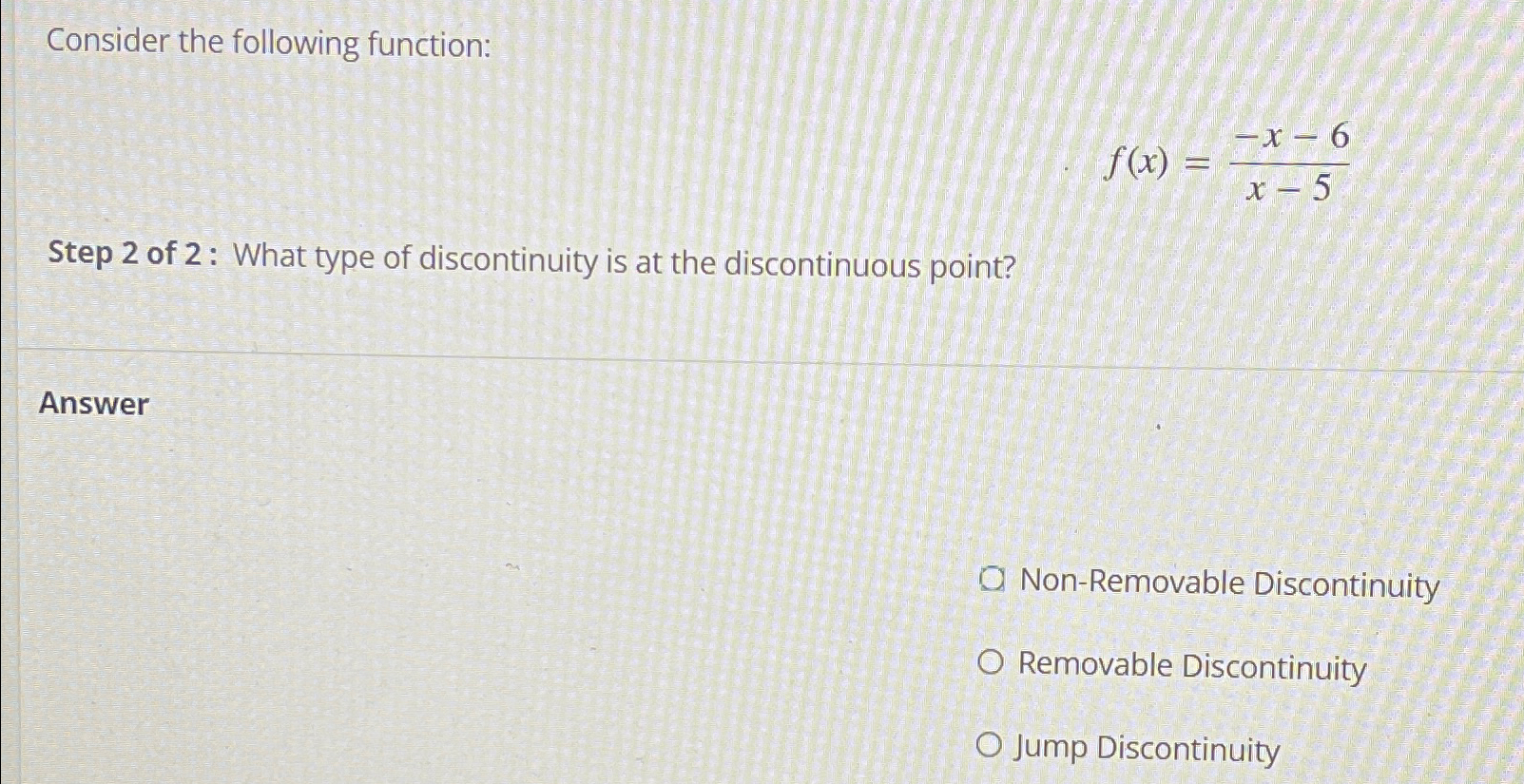 Solved Consider the following function:f(x)=-x-6x-5Step 2 | Chegg.com