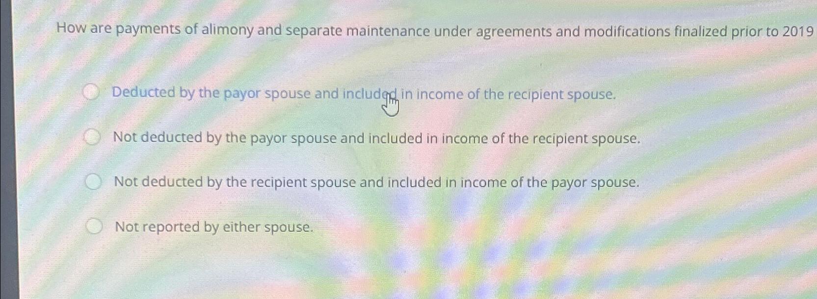 Solved How are payments of alimony and separate maintenance | Chegg.com