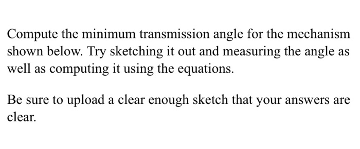 Solved Compute the minimum transmission angle for the | Chegg.com
