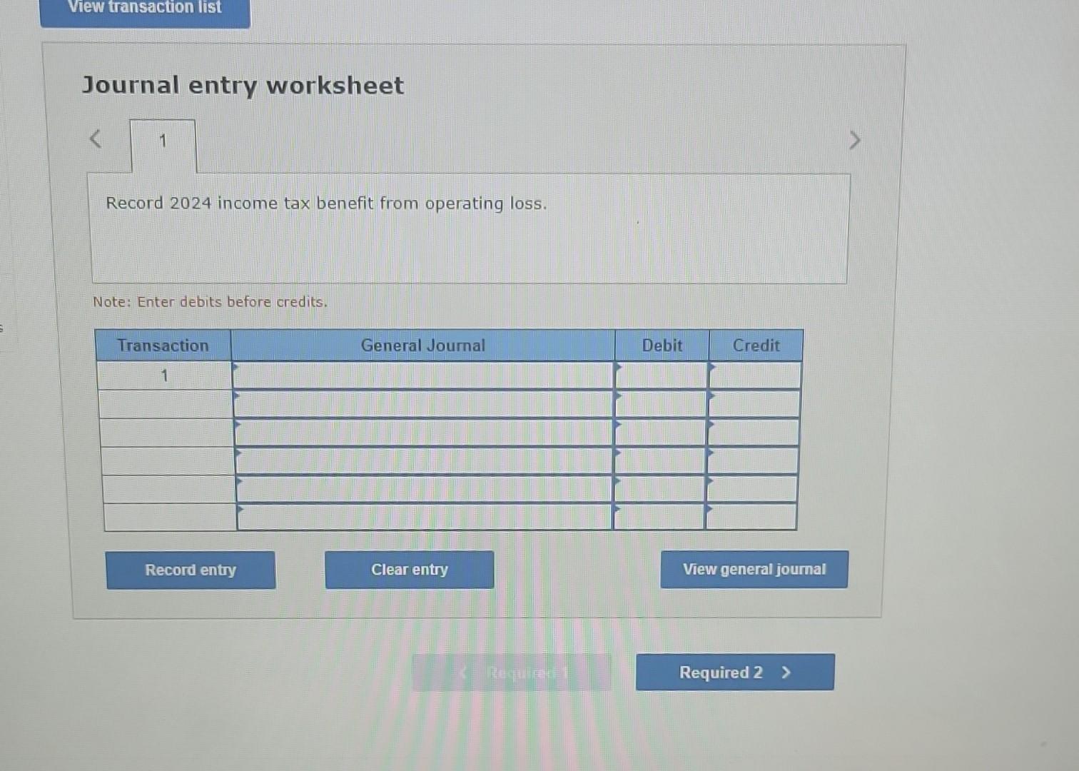 Solved Journal entry worksheet Record 2024 income tax | Chegg.com