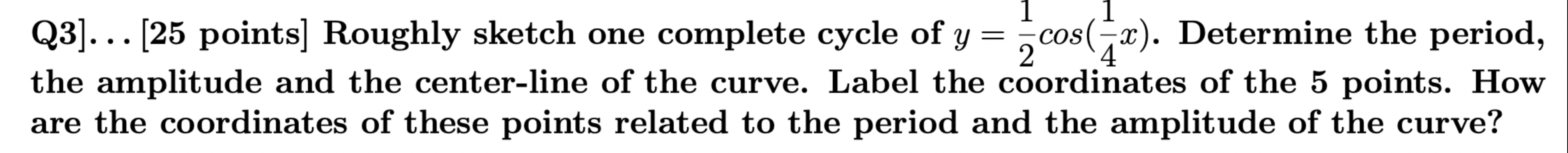 Solved Q3]... [25 ﻿points] ﻿Roughly sketch one complete | Chegg.com