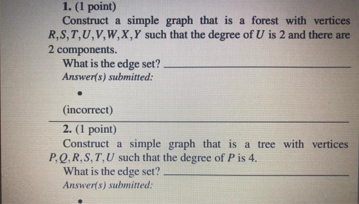 Solved Construct a simple graph that is a forest with | Chegg.com