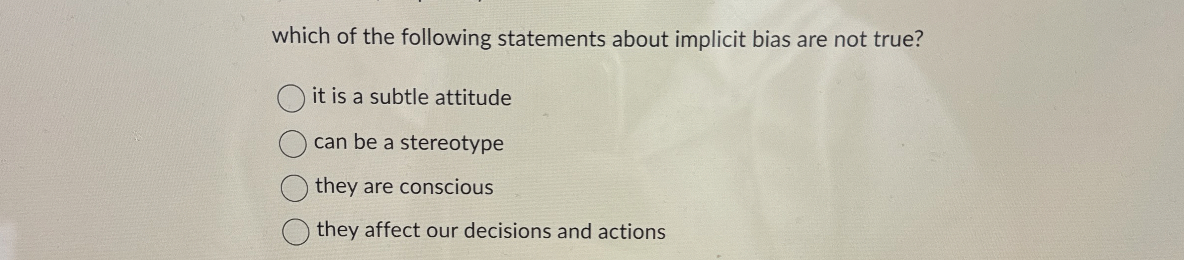 Solved which of the following statements about implicit bias | Chegg.com