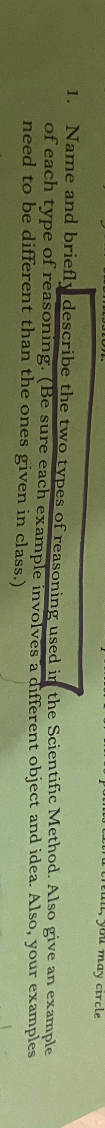 Solved Name and briefly describe the two types of reasoning | Chegg.com