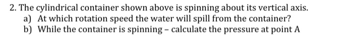 Solved 2. The cylindrical container shown above is spinning | Chegg.com