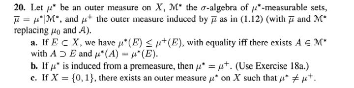 Solved Let μ** ﻿be an outer measure on x,M** ﻿the σ-algebra | Chegg.com