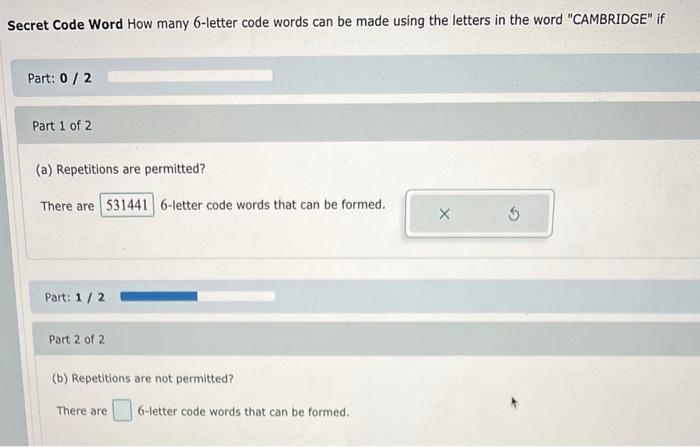 Solved Secret Code Word How many 6 -letter code words can be | Chegg.com