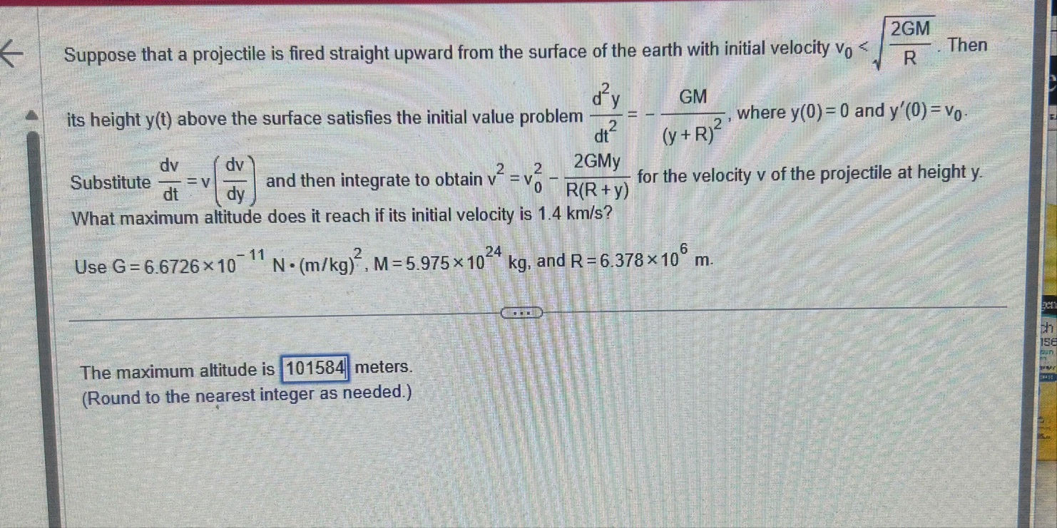 Solved Suppose that a projectile is fired straight upward | Chegg.com