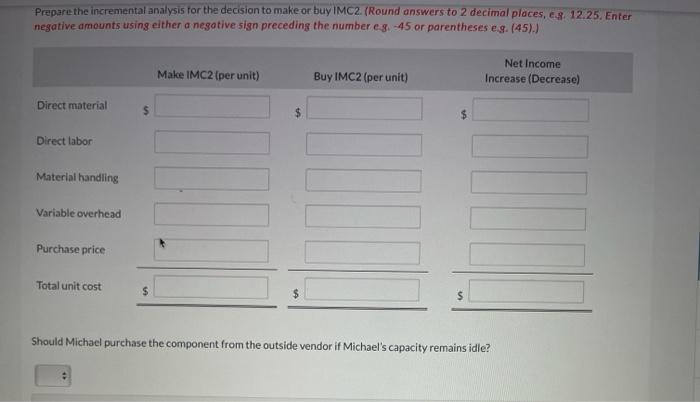 Solved Michael uses 1,000 units of the component IMC2 every | Chegg.com