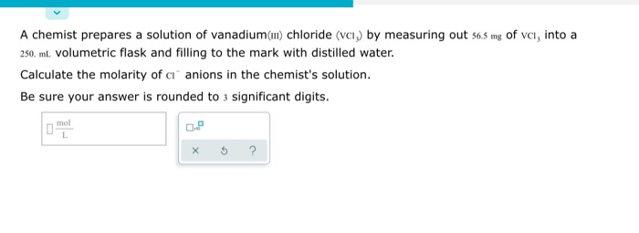 Solved A chemist prepares a solution of vanadium(II) | Chegg.com