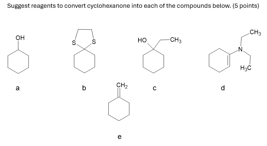 Solved Suggest reagents to convert cyclohexanone into each | Chegg.com