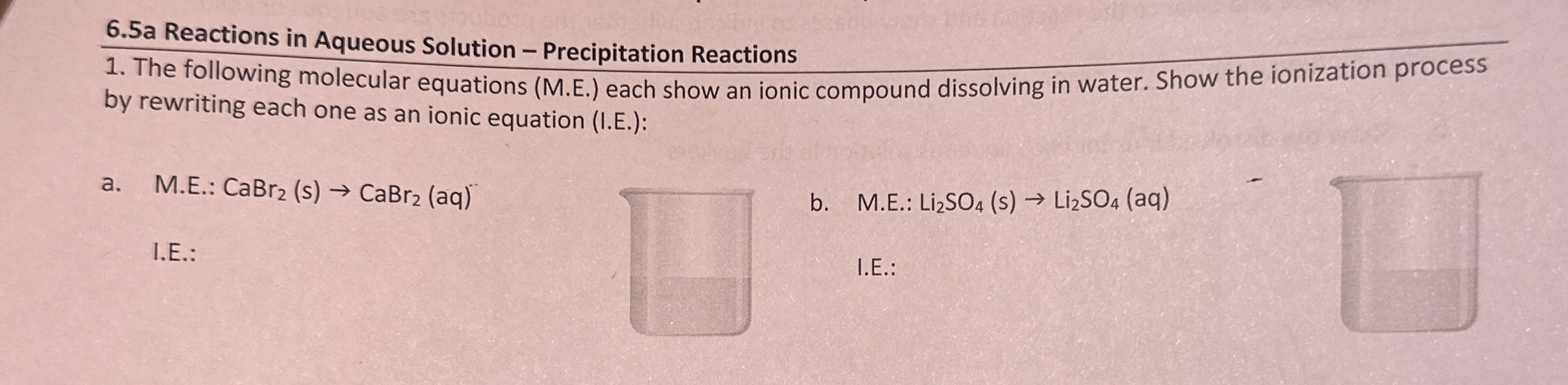 Solved 6.5a Reactions in Aqueous Solution - ﻿Precipitation | Chegg.com