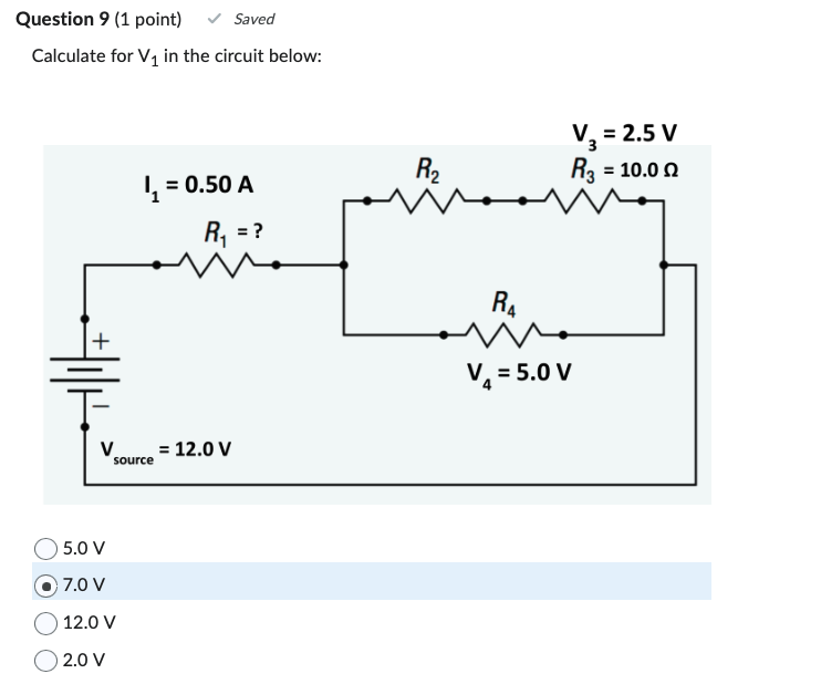 Solved URGENT : Question 9 (1 ﻿point)SavedCalculate for V1 | Chegg.com