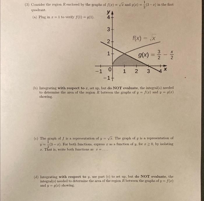Solved (3) Consider the region R enclosed by the graphs of | Chegg.com