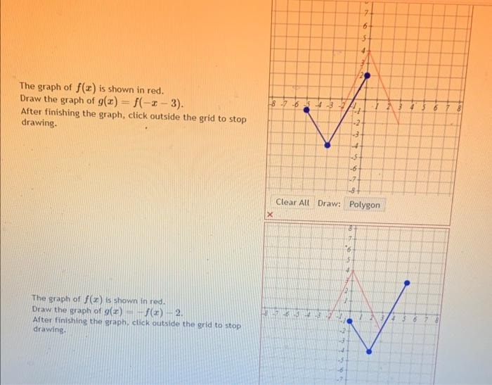 Solved The graph of f(x) is shown in red. Draw the graph of | Chegg.com